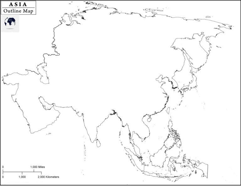 Printable Blank Asia Map – Outline, Transparent, PNG Map - Blank World Map