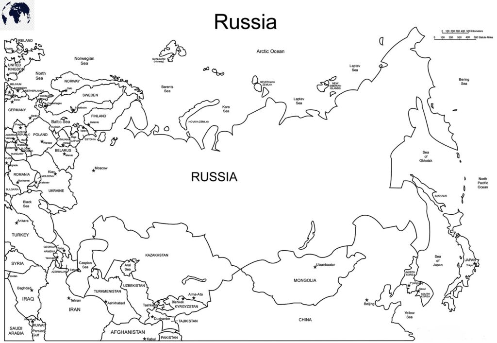 Printable Blank Russia Map with Outline, Transparent Map PDF