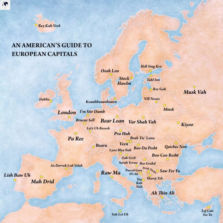 Free Labeled Europe Map with Countries & Capital - Blank World Map