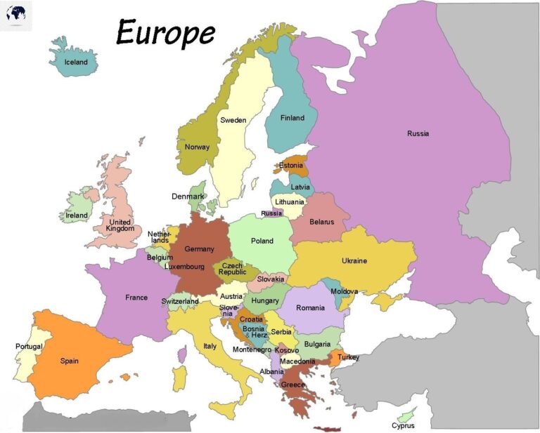 Free Labeled Europe Map with Countries & Capital - Blank World Map