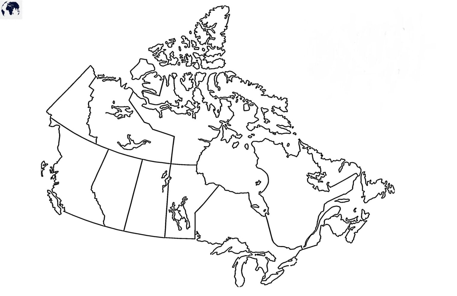 Printable Canada Blank Map with Outline, Transparent Map PDF