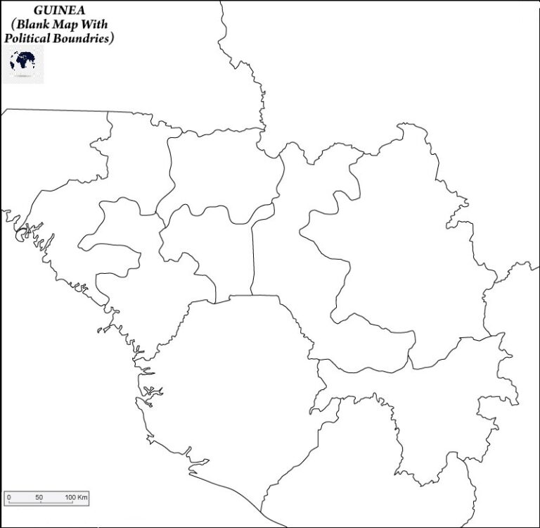 Printable Blank Guinea Map with Outline, Transparent Map in PDF - Blank ...