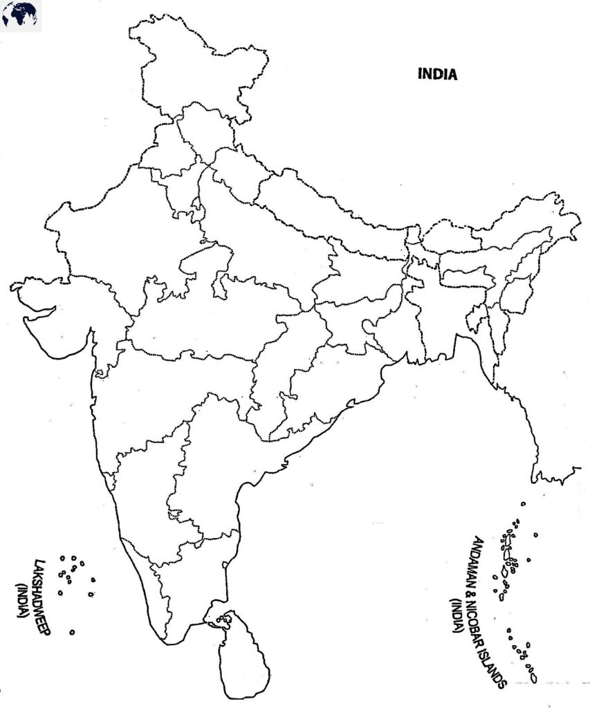 Printable Blank India Map with Outline, Transparent Map PDF