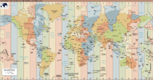 Free Printable World Time Zone Map with Countries in PDF - Blank World Map