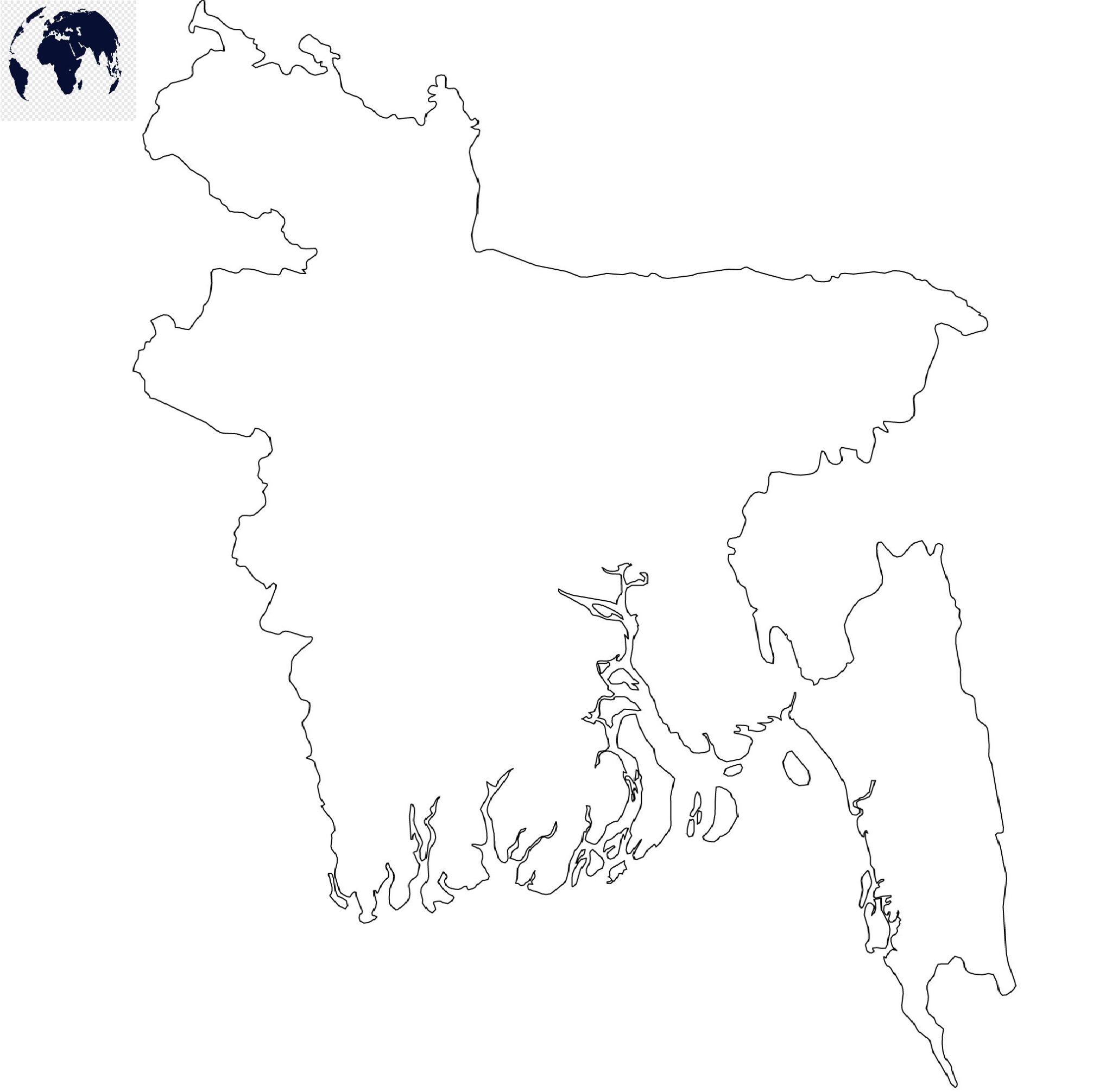Printable Blank Bangladesh Map with Outline, Transparent Map