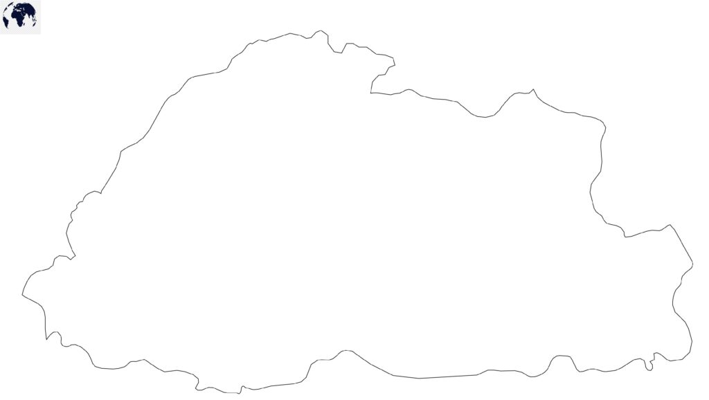 Printable Blank Bhutan Map with Outline, Transparent Map