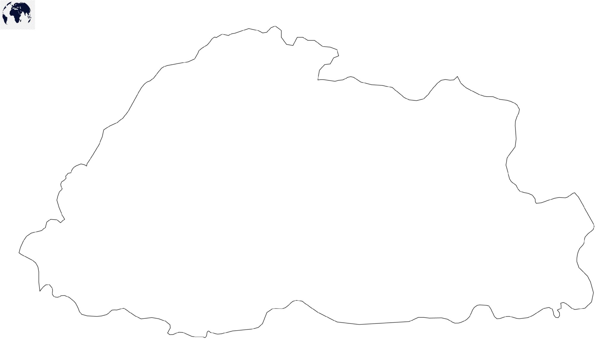 Printable Blank Bhutan Map with Outline, Transparent Map
