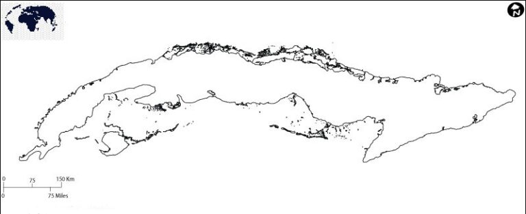 Printable Cuba Blank Map With Outline, Transparent Map PDF