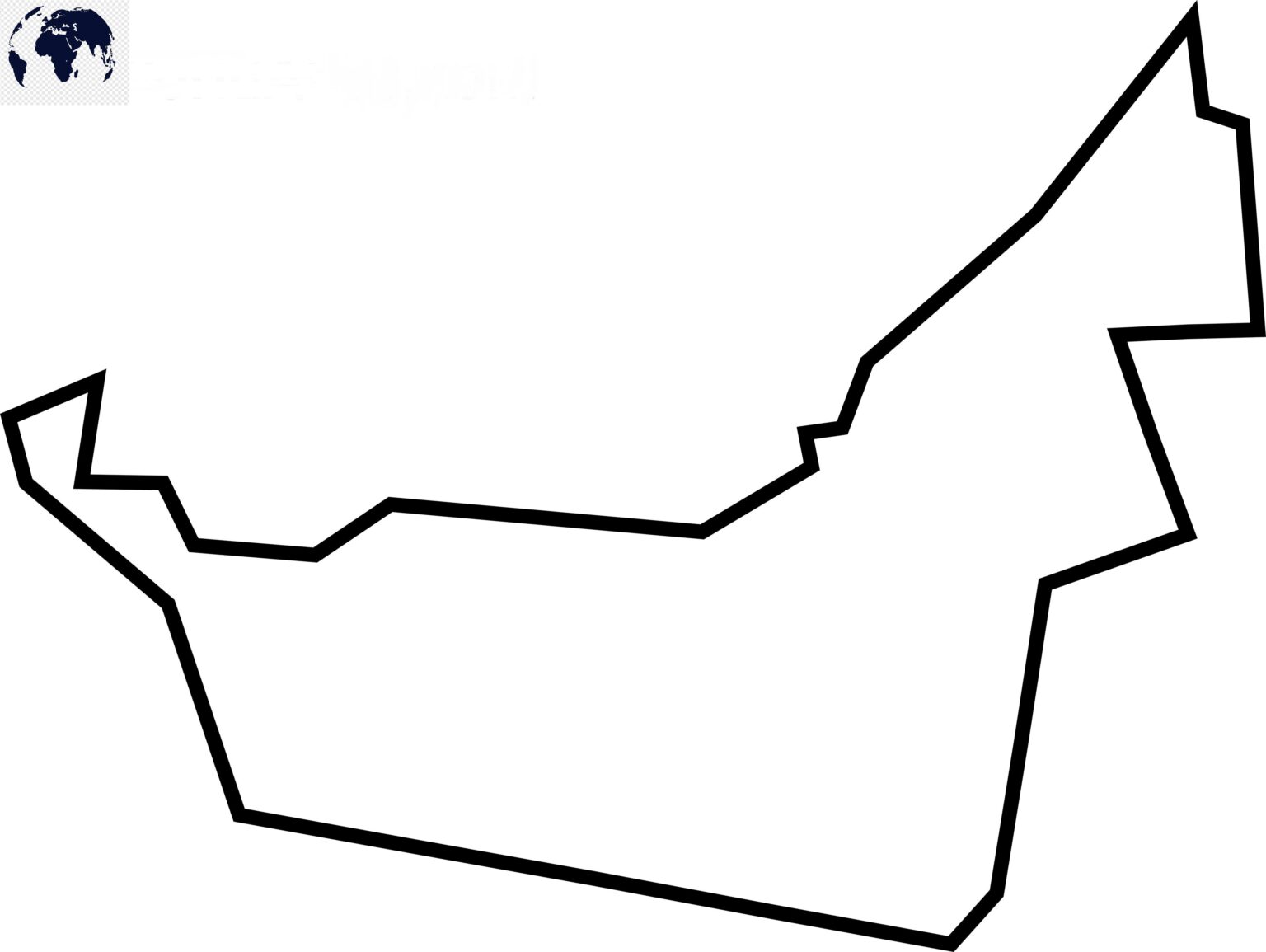 Printable Blank UAE Map with Outline, Transparent Map
