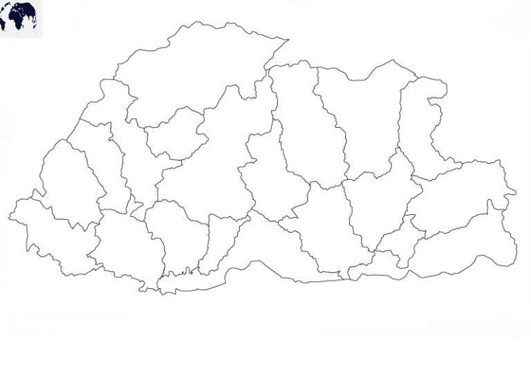 Printable Blank Bhutan Map with Outline, Transparent Map