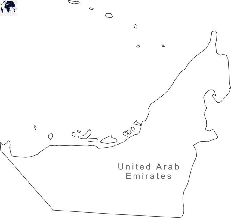 Printable Blank UAE Map with Outline, Transparent Map