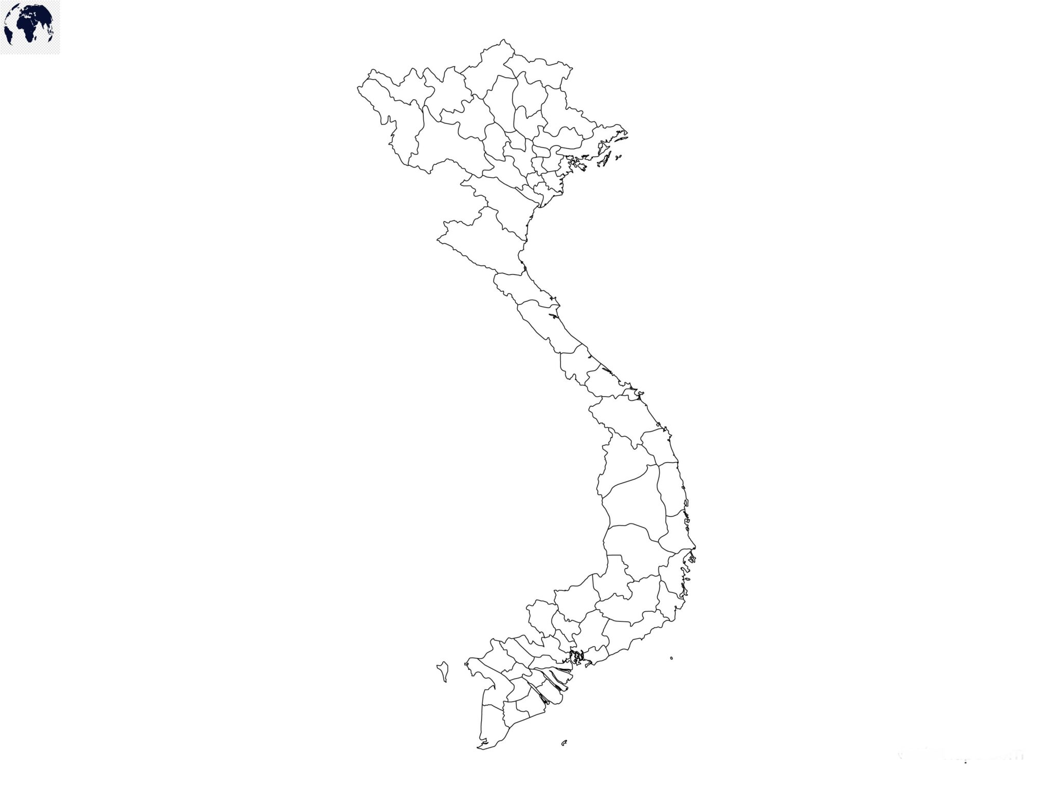 Printable Blank Vietnam Map with Outline Transparent PNG Map