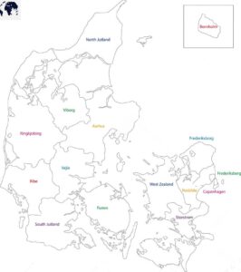 Printable Blank Denmark Map with Outline, Transparent Map