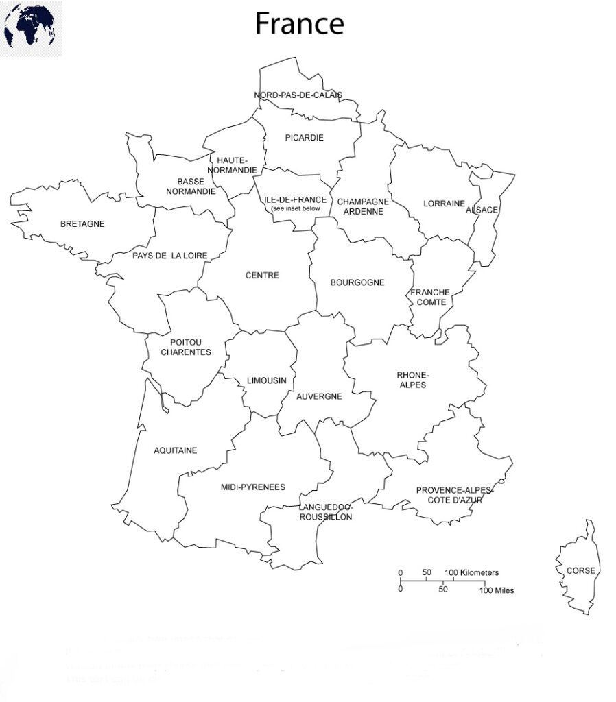 Printable Blank France Map with Outline, Transparent Map PDF