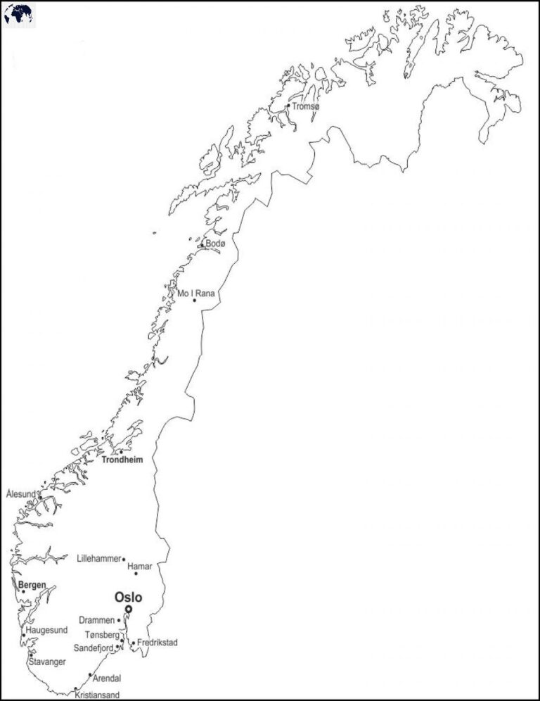 Printable Blank Norway Map with Outline, Transparent Map