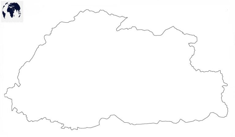 Printable Blank Bhutan Map with Outline, Transparent Map
