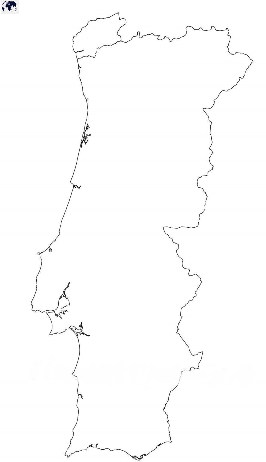 Printable Portugal Blank Map with Outline, Transparent Map PDF
