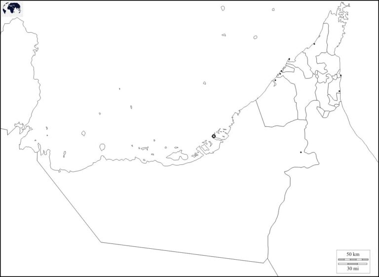 Printable Blank UAE Map with Outline, Transparent Map