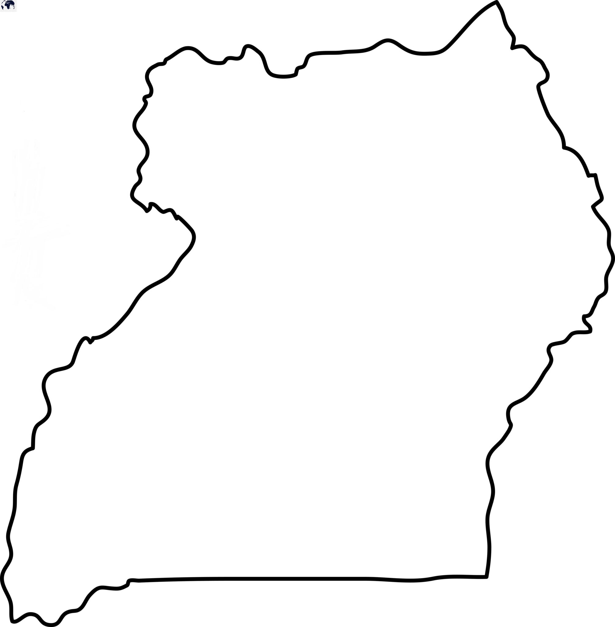 Printable Blank Uganda Map with Outline, Transparent Map