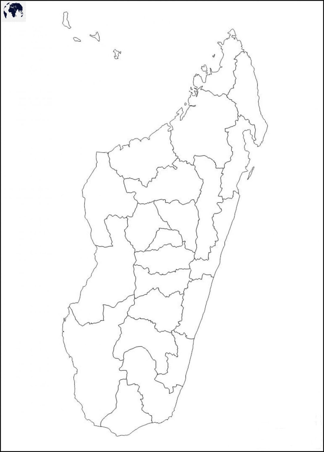 Printable Blank Madagascar Map with Outline, Transparent Map