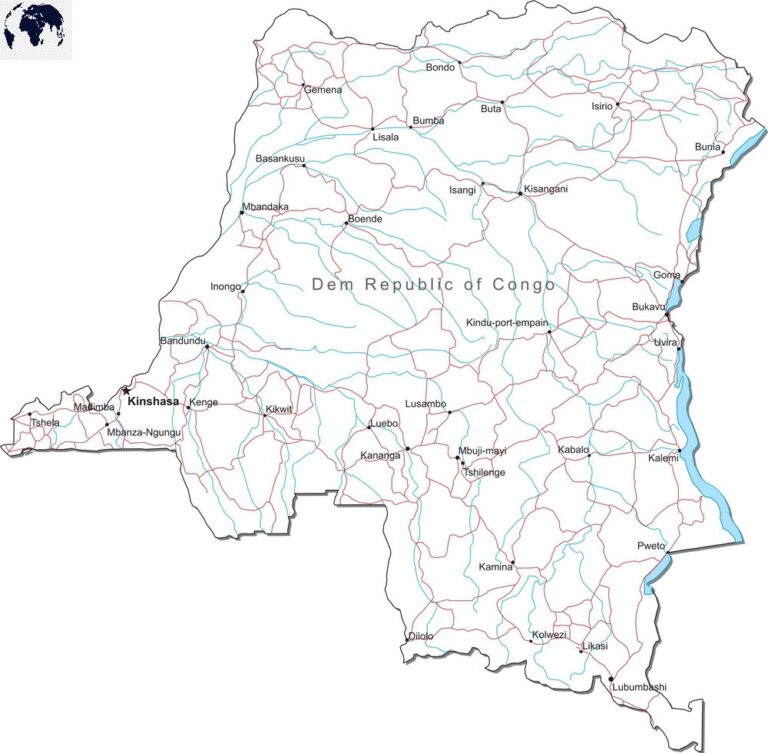 Printable Blank Congo Map with Outline, Transparent, PNG Map