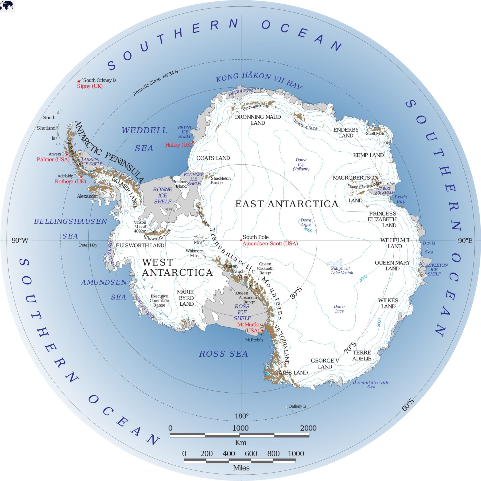 Free Labeled Antarctica Map with Countries & Capital in PDF