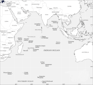 Printable World Map with Indian Ocean in PDF