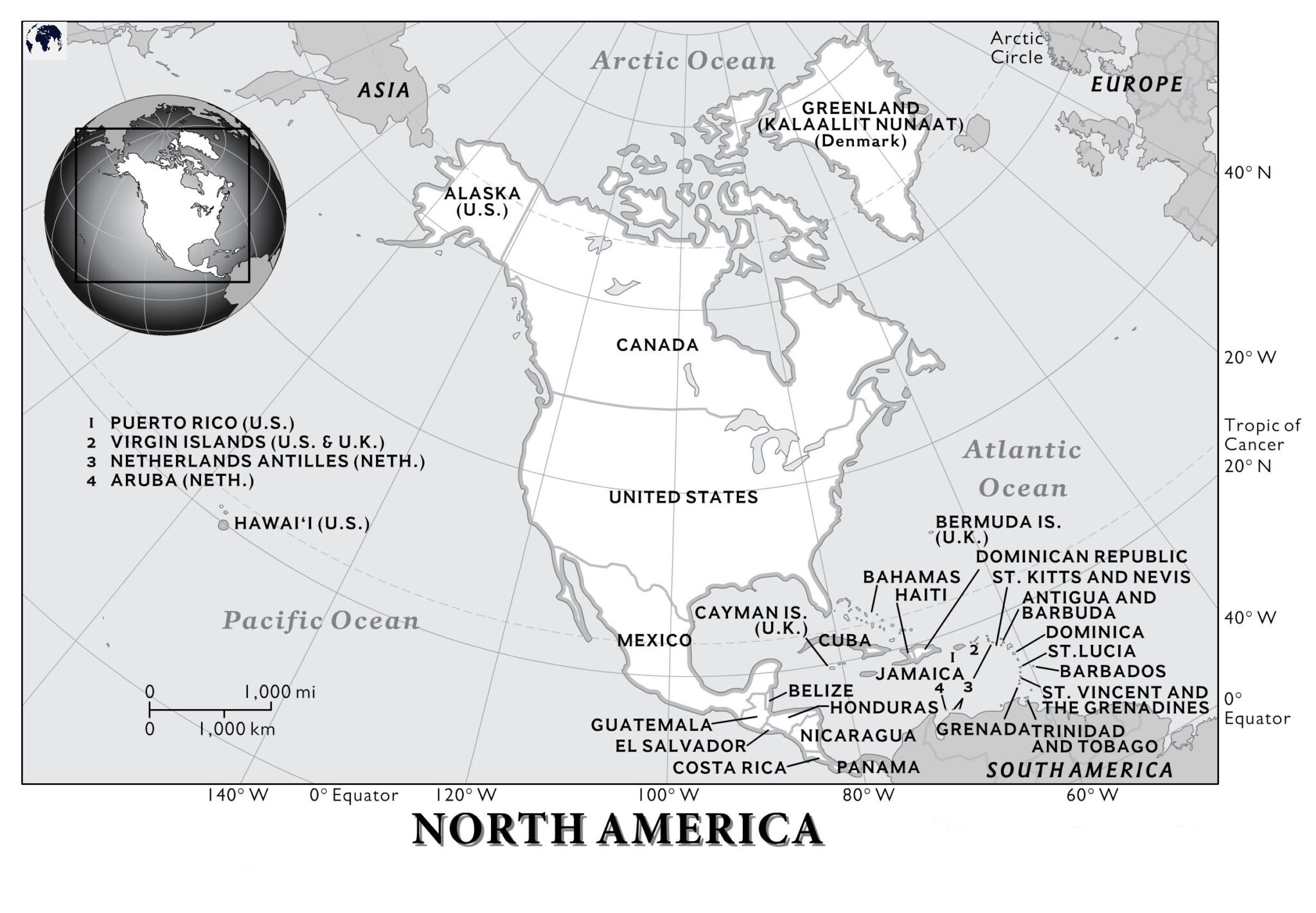 Free Printable Map of North America Physical Template PDF