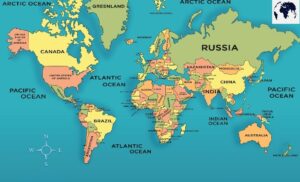 Printable World Map with Indian Ocean in PDF