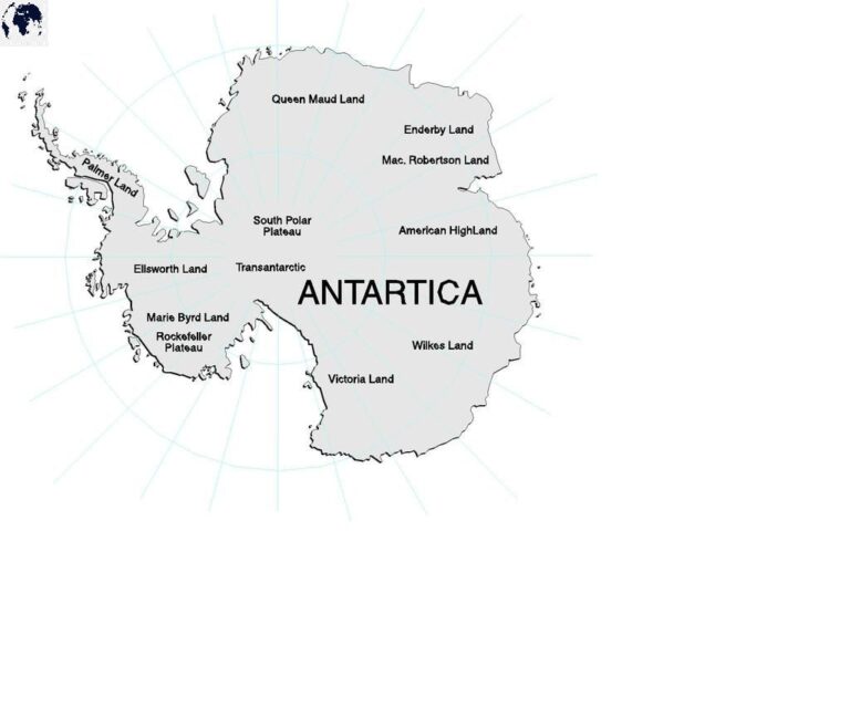 Printable Map of Antarctica Political with Countries