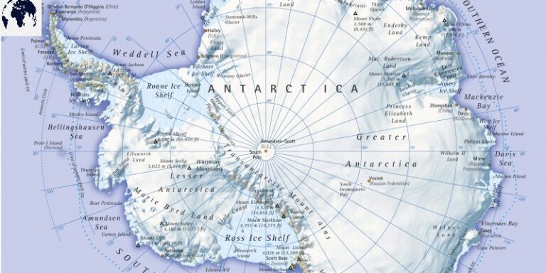 Free Printable Map of Antarctica Physical in PDF