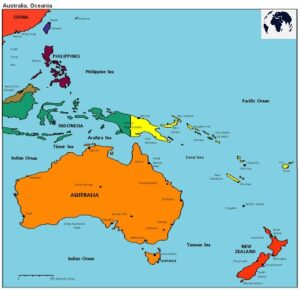 Printable Map of Oceania Political with Countries in PDF