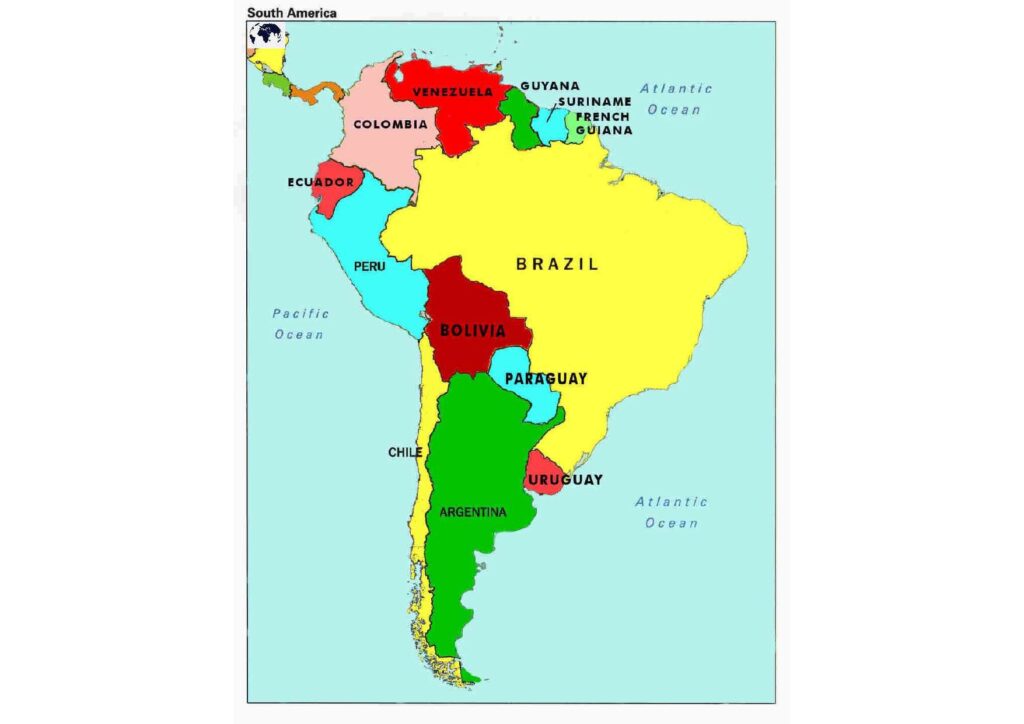 Free Labeled South America Map with Countries & Capital - PDF