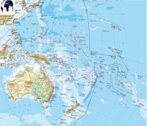 Free Printable Map of Oceania Physical with States PDF