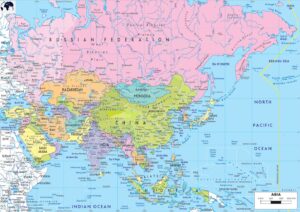 Free Printable Labeled Map of Asia Political with Countries