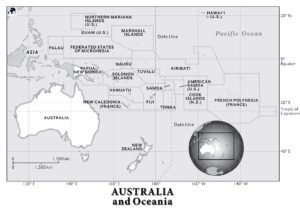 Printable Map of Oceania Political with Countries in PDF