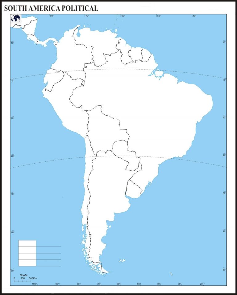Printable Labeled Map of South America Political with Countries