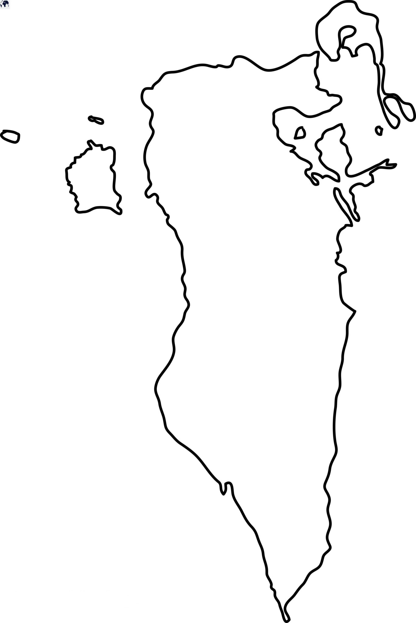 Printable Blank Bahrain Map with Outline, Transparent Map