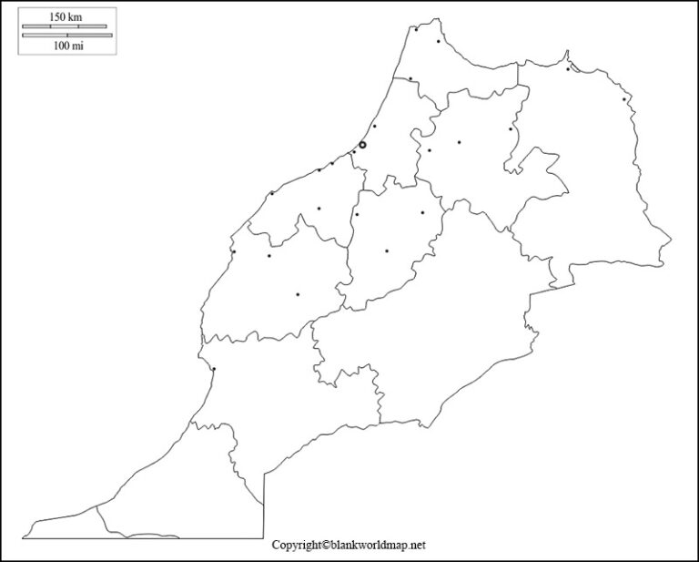 Printable Blank Morocco Map with Outline, Transparent Map