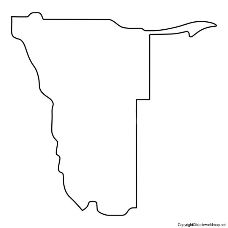 Printable Map of Namibia - Blank World Map