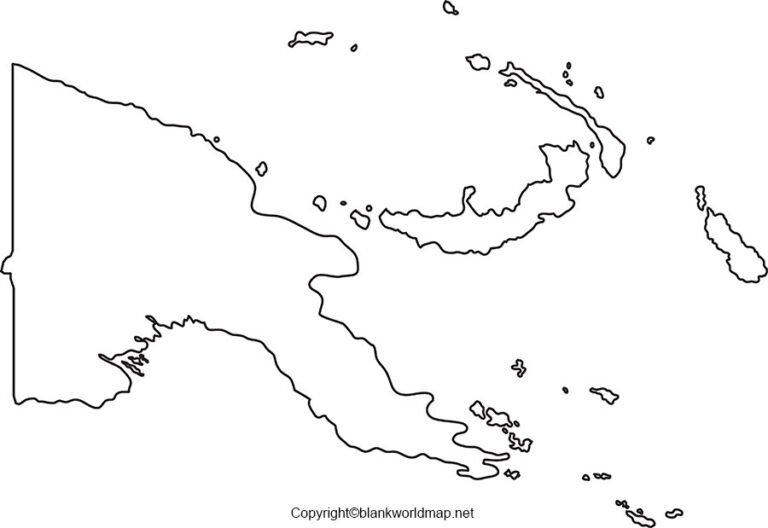 Printable Blank Papua New Guinea Map with Outline Map