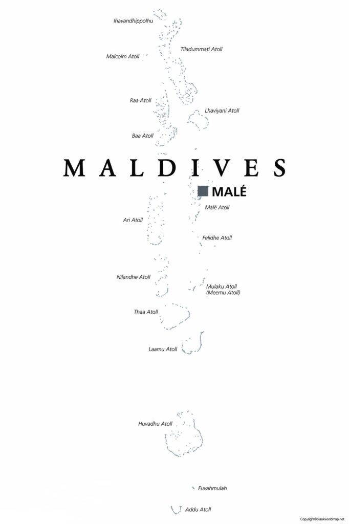 Printable Blank Maldives Map with Outline, Transparent Map