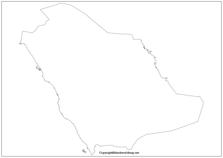 Printable Blank Saudi Arabia Map with Outline PNG Map