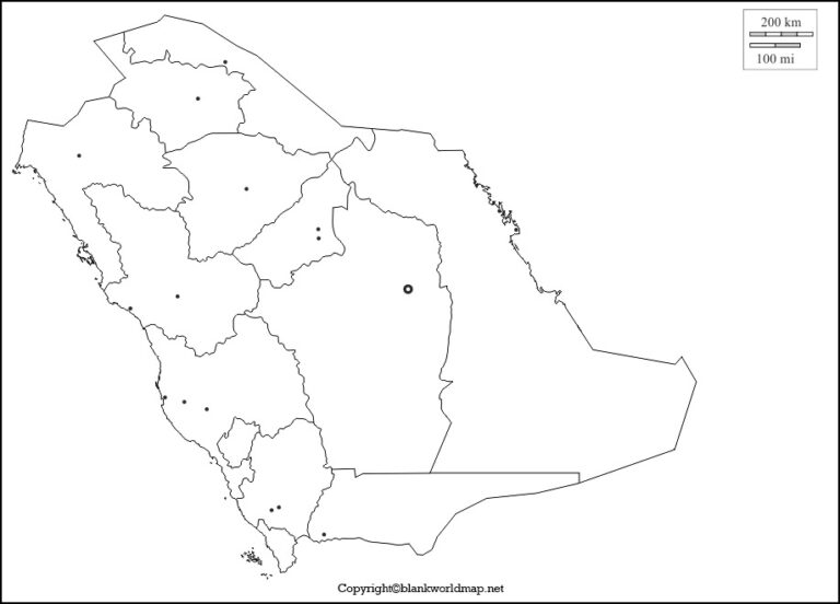 Printable Blank Saudi Arabia Map with Outline PNG Map