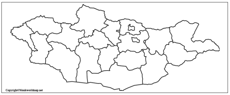 Printable Blank Mongolia Map with Outline, Transparent