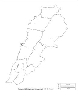 Printable Blank Lebanon Map with Outline, Transparent Map