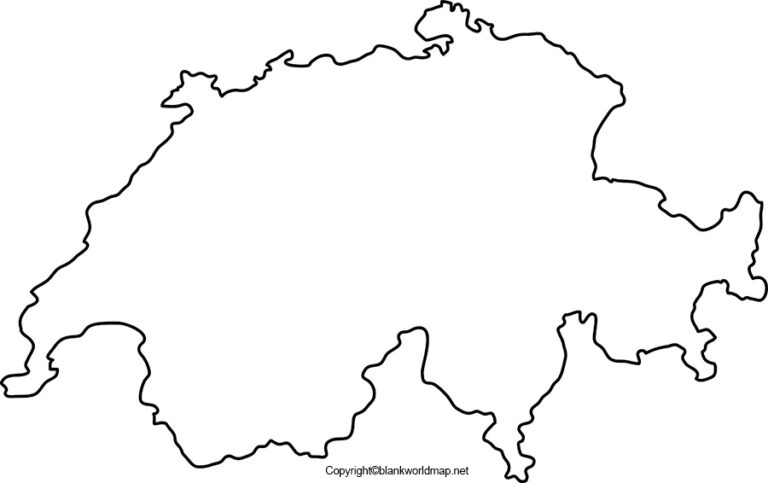 Printable Blank Switzerland Map with Outline, Transparent Map