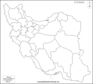 Printable Blank Iran Map with Outline, Transparent, Map