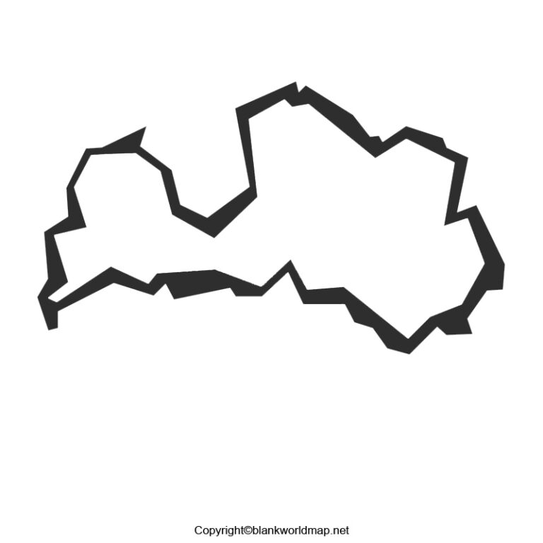 Printable Blank Latvia Map with Outline, Transparent Map