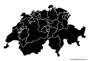 Printable Blank Switzerland Map with Outline, Transparent Map